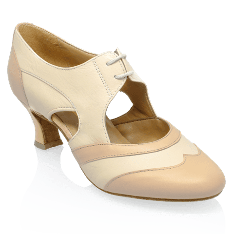 Ray Rose Beige and Tan Leather Practice Shoe with 2" Cuban Heel Lorna ...