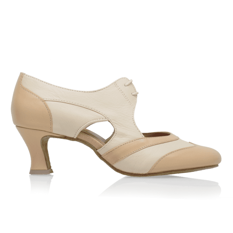 Ray Rose Beige and Tan Leather Practice Shoe with 2" Cuban Heel Lorna – ballroomshoes.com