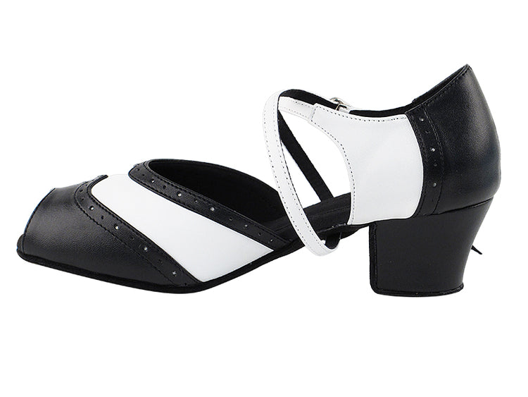 Very Fine C6035 Black and White Ladies Practice Dance Shoe with Cuban – ballroomshoes.com